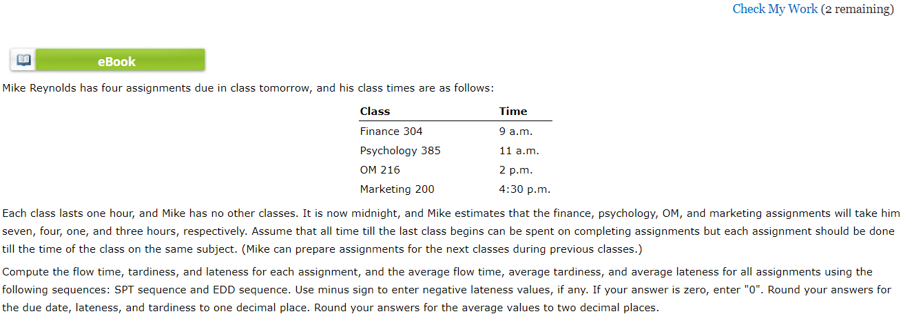 Solved Check My Work (2 remaining) eBook Mike Reynolds has | Chegg.com