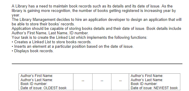 Solved A Library has a need to maintain book records such as | Chegg.com