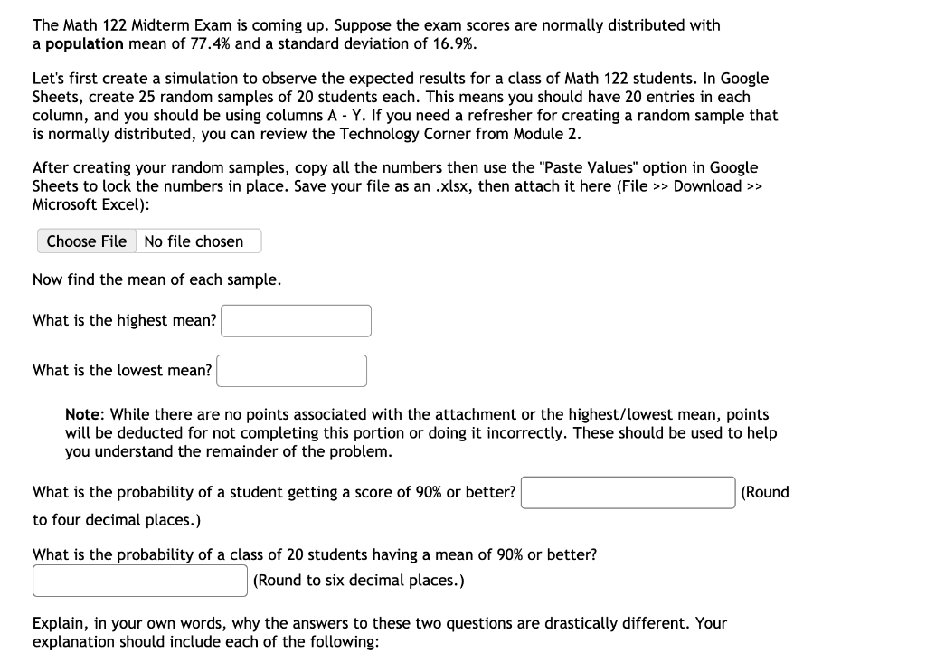 The Math 122 Midterm Exam is coming up. Suppose the | Chegg.com