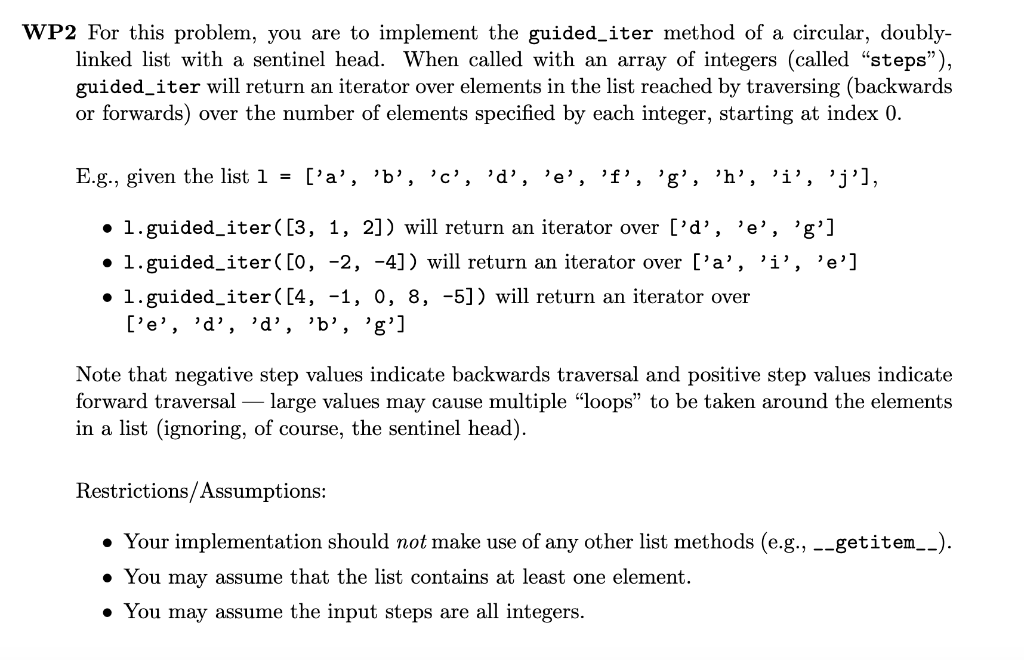 Solved WP2 For this problem, you are to implement the | Chegg.com