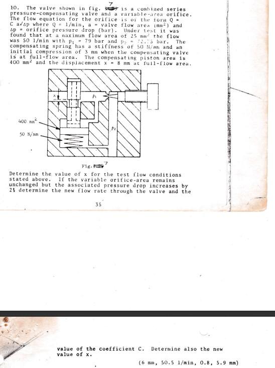 10. The valve shown in fig. pressure-compensating | Chegg.com