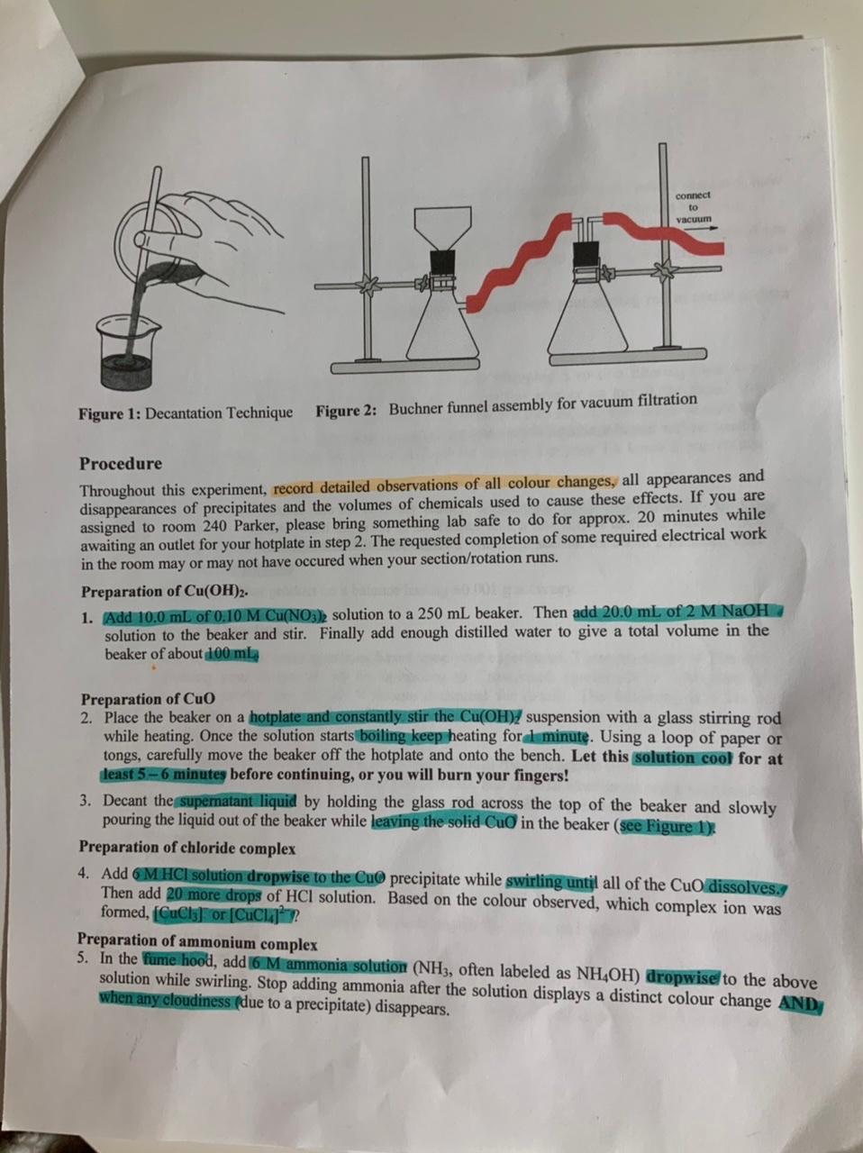 Solved connect to Vacuum Figure 1: Decantation Technique | Chegg.com