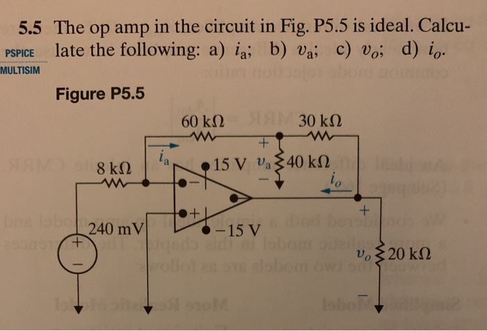Solved 5.5 The op amp in the circuit in Fig. P5.5 is ideal. | Chegg.com