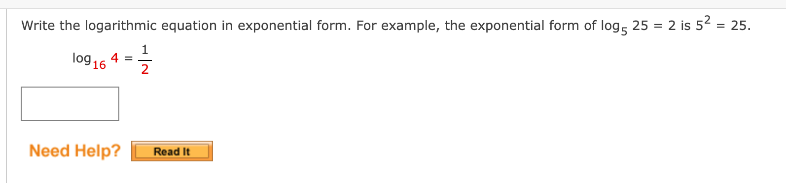 Solved Write the logarithmic equation in exponential form. | Chegg.com