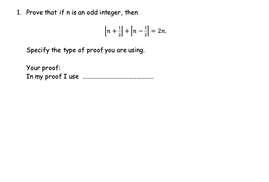 Solved 1. Prove that if n is an odd integer, then (n + 1 + | Chegg.com