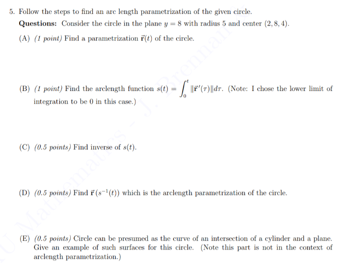 Solved 5. Follow the steps to find an arc length | Chegg.com