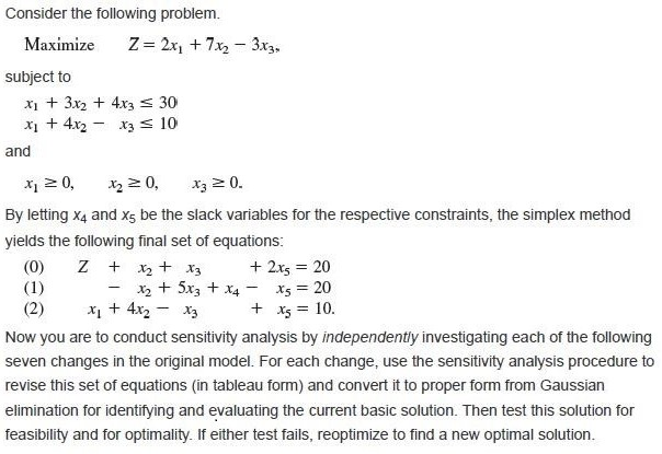 Consider the following problem. Maximize Z= 2x, + 7x2 | Chegg.com