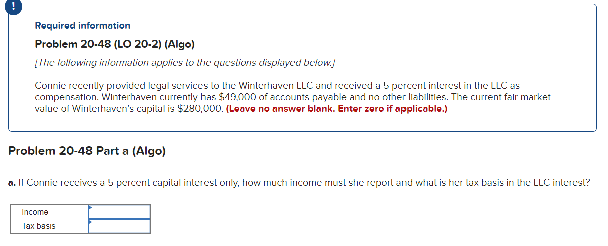 Solved b. If Connie receives a 5 percent profits interest | Chegg.com
