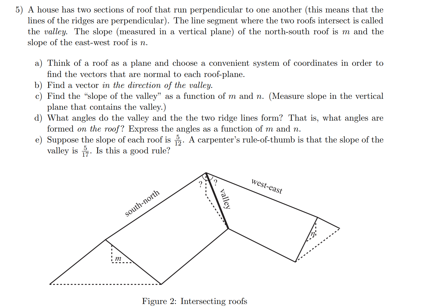 Solved A house has two sections of roof that run | Chegg.com