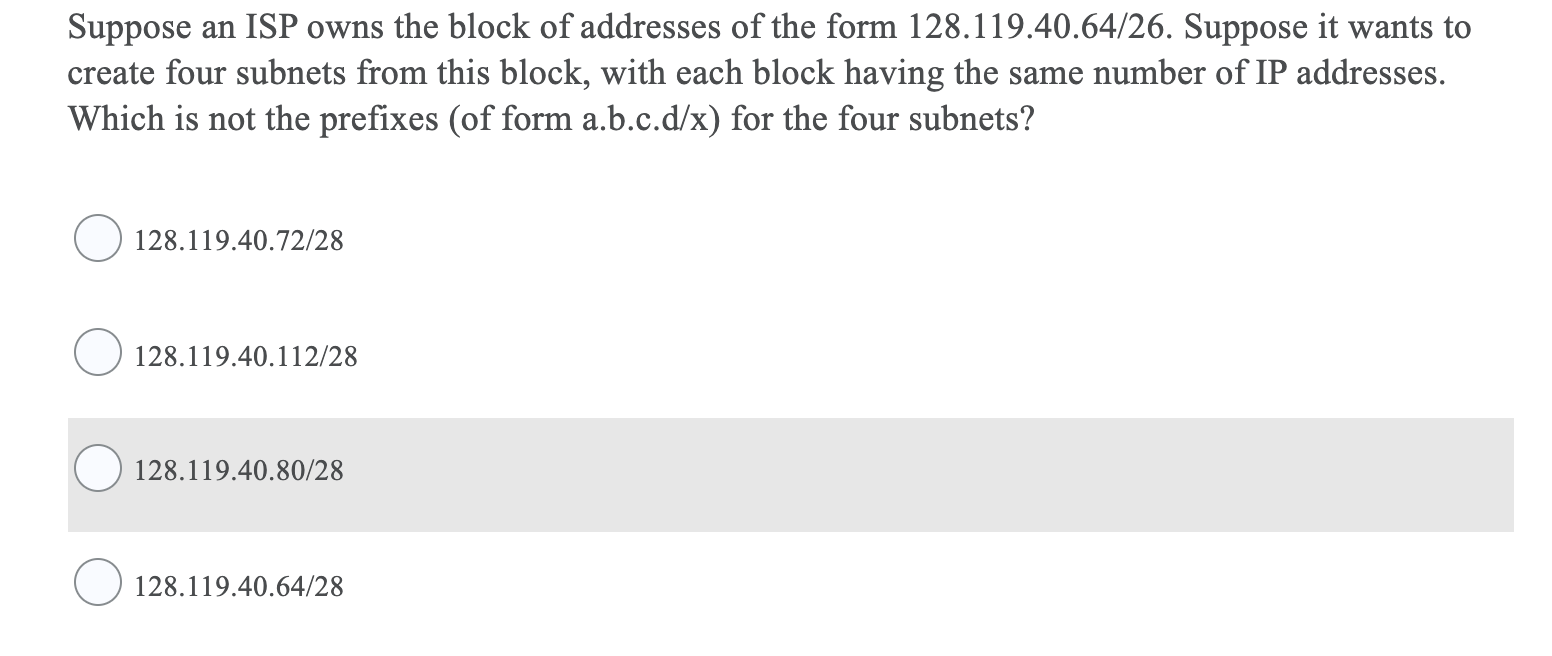 Solved Suppose an ISP owns the block of addresses of the | Chegg.com
