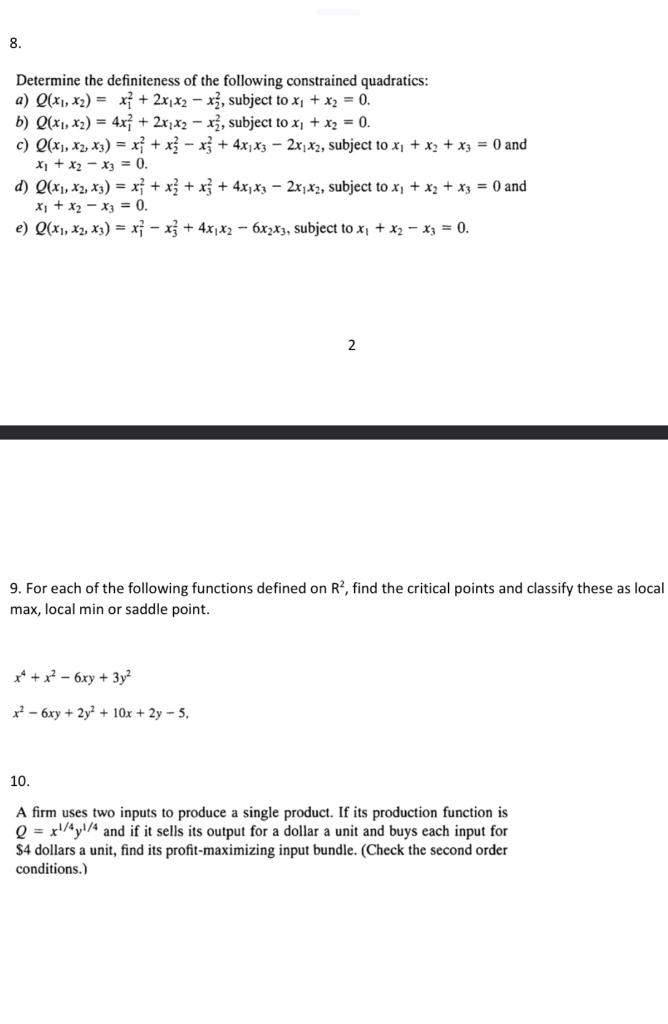 Solved 8. Determine the definiteness of the following | Chegg.com