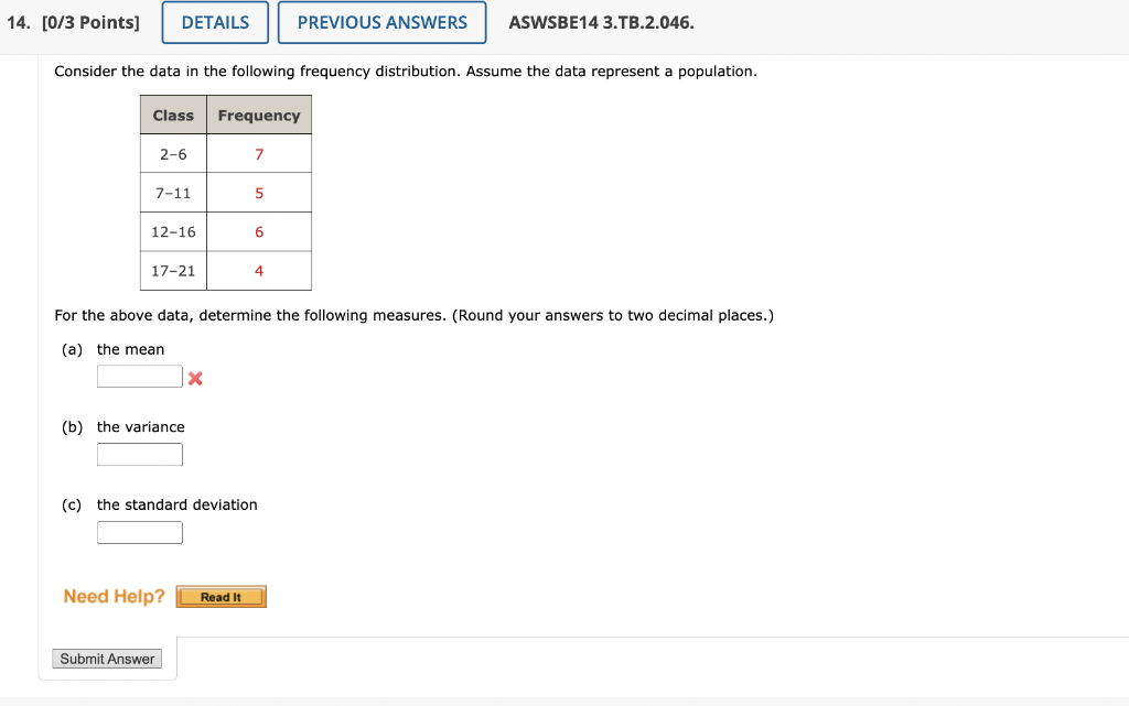 Solved Consider the data in the following frequency | Chegg.com