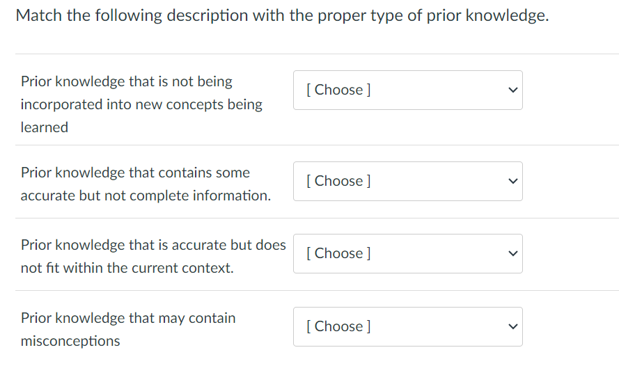 Solved Match the following description with the proper type | Chegg.com