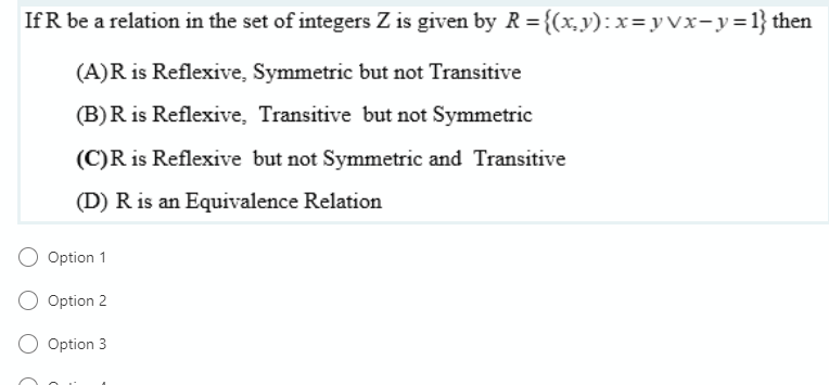 Solved If R be a relation in the set of integers Z is given | Chegg.com