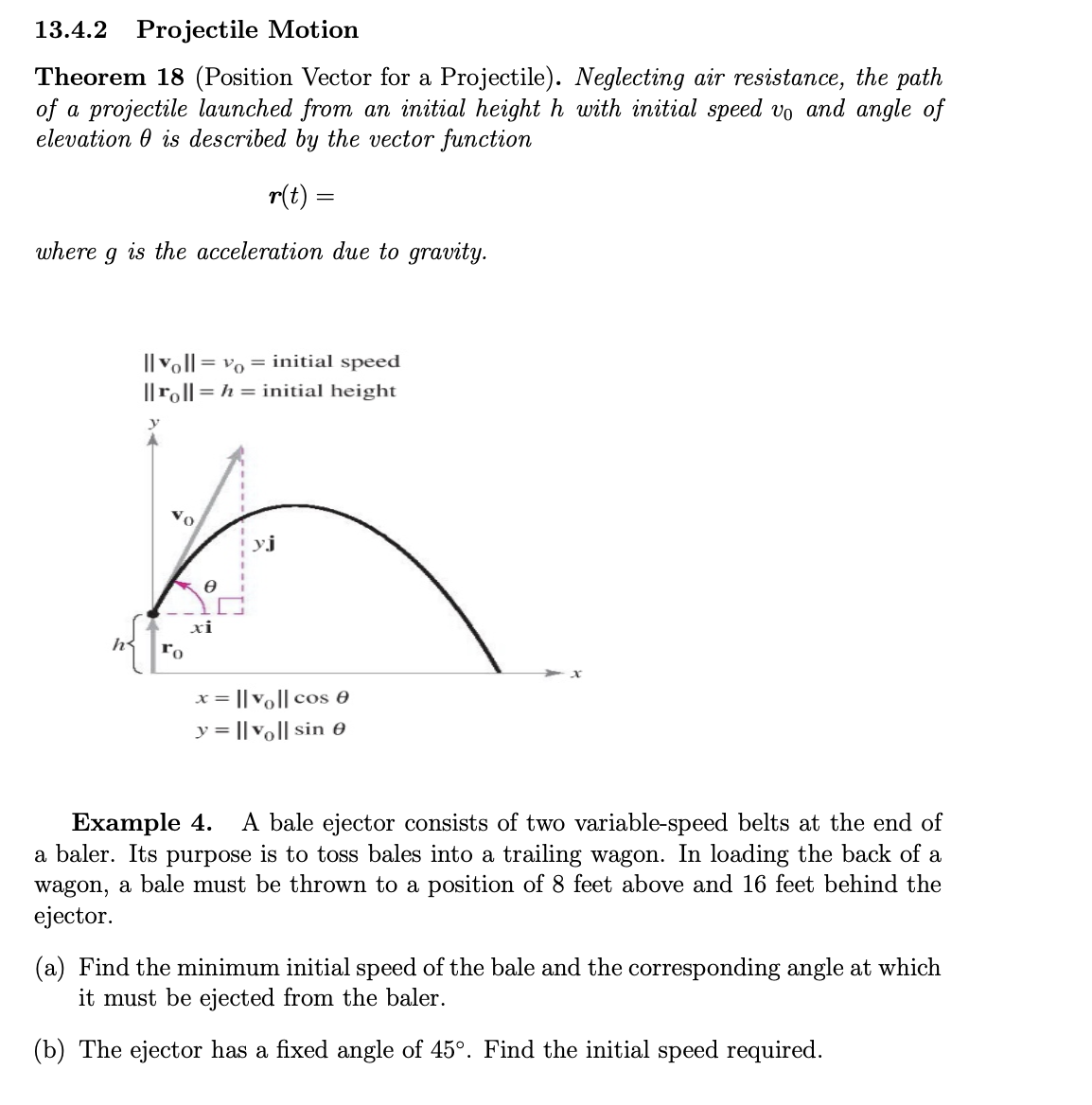 Solved 13.4.2 Projectile Motion Theorem 18 (Position Vector | Chegg.com