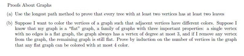 Solved Proofs About Graphs A Use The Longest Path Method 