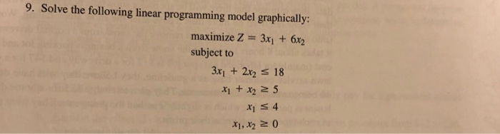 Solved 9. Solve the following linear programming model | Chegg.com