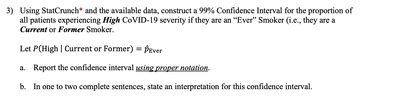 Solved 3) Using StatCrunch* and the available data, | Chegg.com