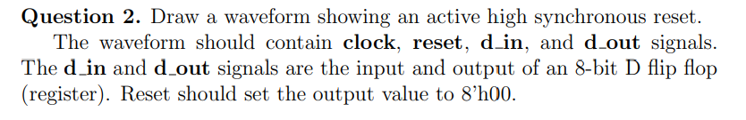 Solved Question 2. Draw a waveform showing an active high | Chegg.com