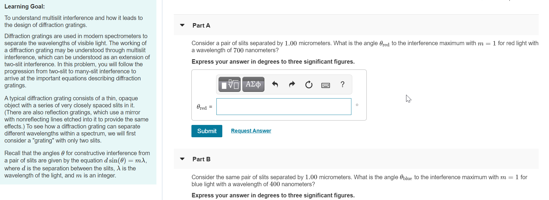 Solved Learning Goal: To understand multislit interference | Chegg.com