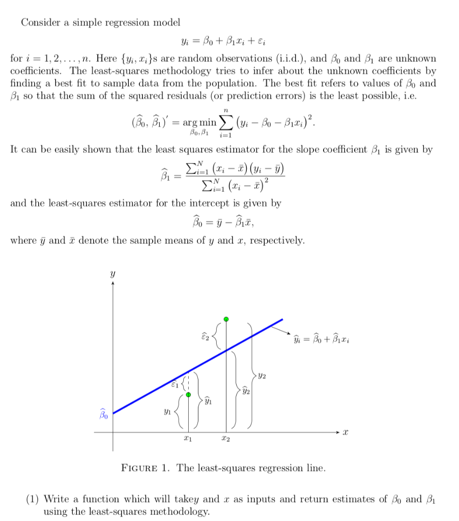Consider a simple regression model Yi = Bo+ B1xi Ei | Chegg.com