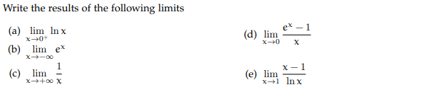 Solved Write the results of the following limits -1 (a) lim | Chegg.com