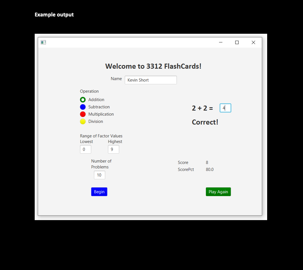 Solved Project: Project 5 - FlashCard GUI with Events Total | Chegg.com