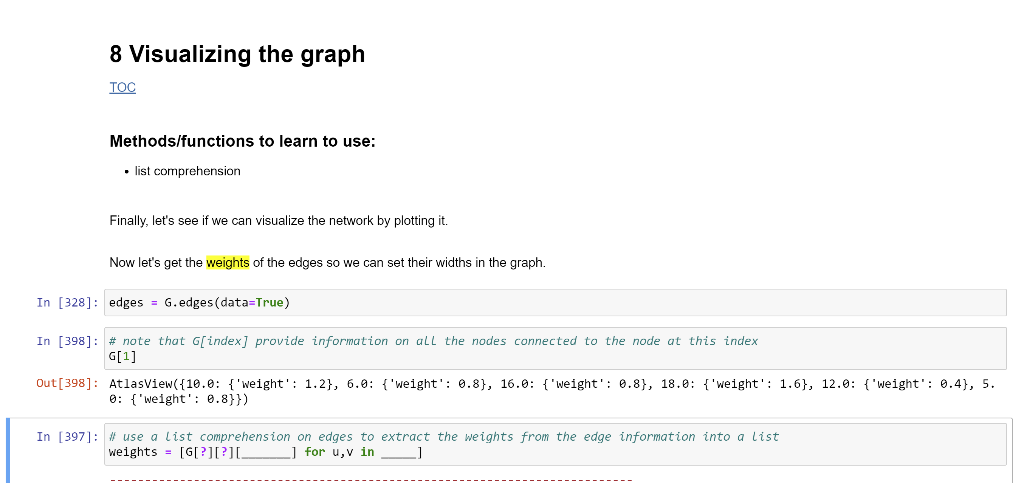 Solved 8 Visualizing the graph TOC Methods/functions to | Chegg.com