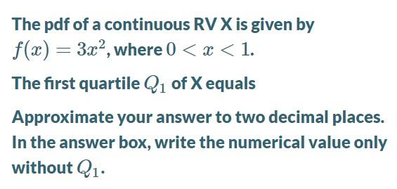 Solved The pdf of a continuous RVX is given by f(x) = 3x2, | Chegg.com