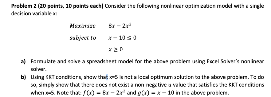 Problem 2 ( 20 points, 10 points each) Consider the | Chegg.com