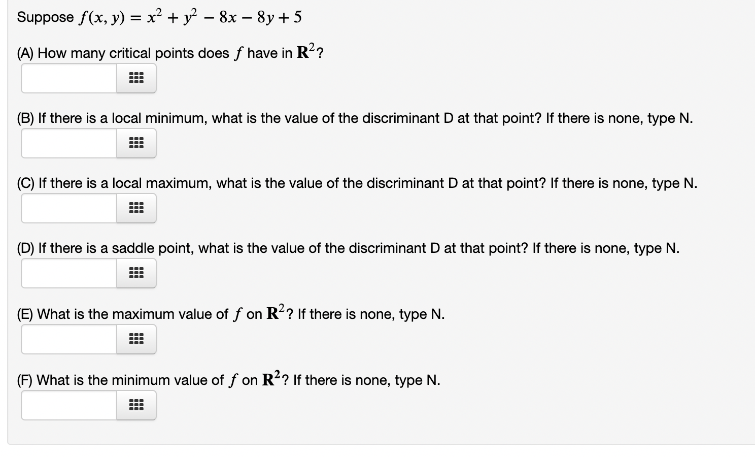 Suppose f(x,y)=xy(1−7x−4y). f(x,y) has 4 critical | Chegg.com