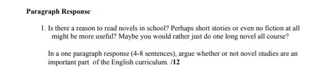 Solved Paragraph Response 1. Is there a reason to read | Chegg.com