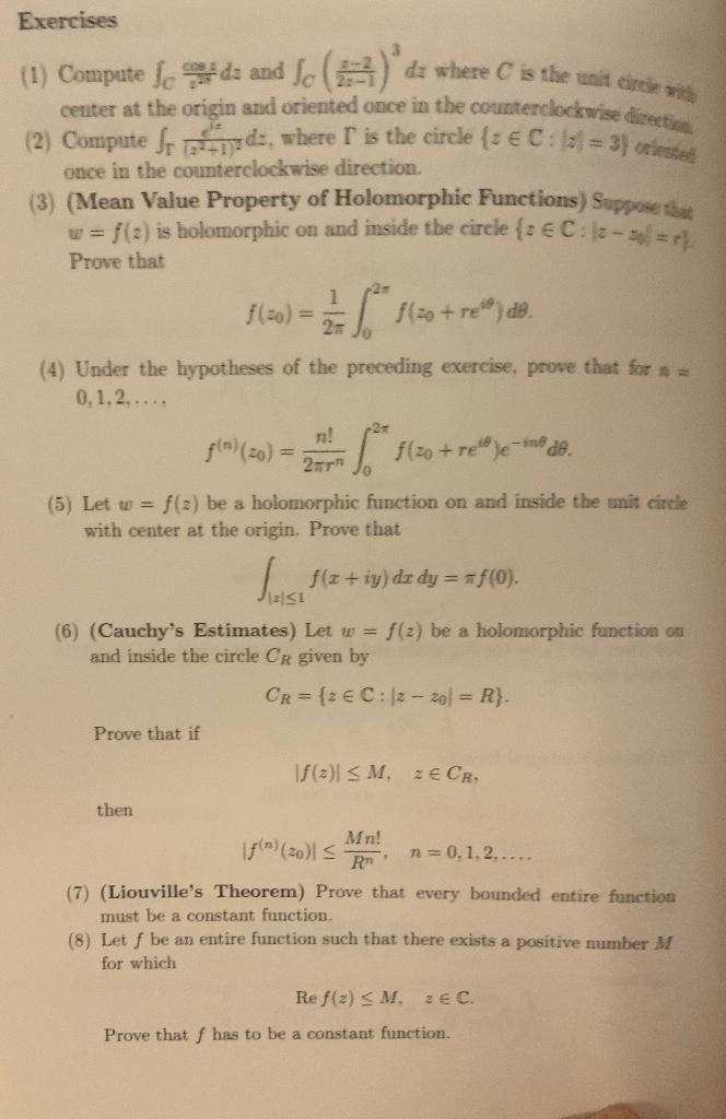 Solved Exercises (1) Compute for de and c ) da where is the | Chegg.com