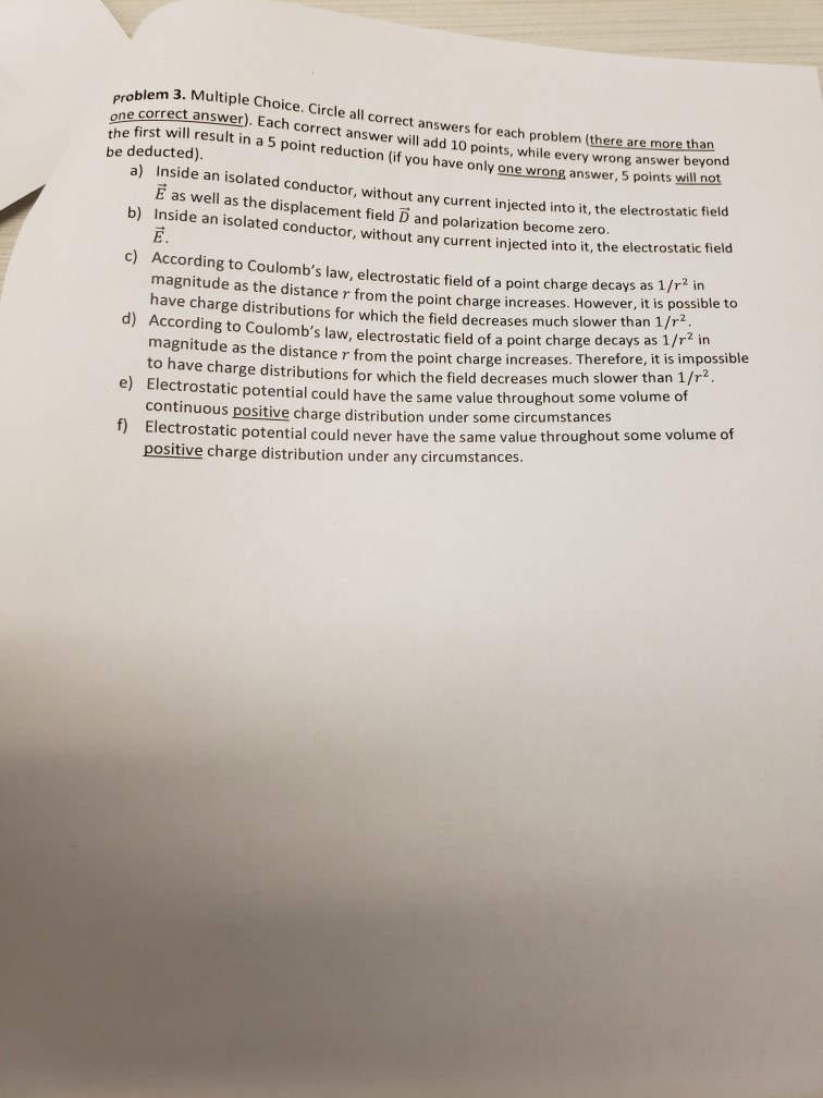 Solved one correct oblem 3. Multiple Choice. Circle all | Chegg.com