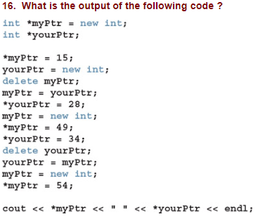 Solved 16. What is the output of the following code? int | Chegg.com