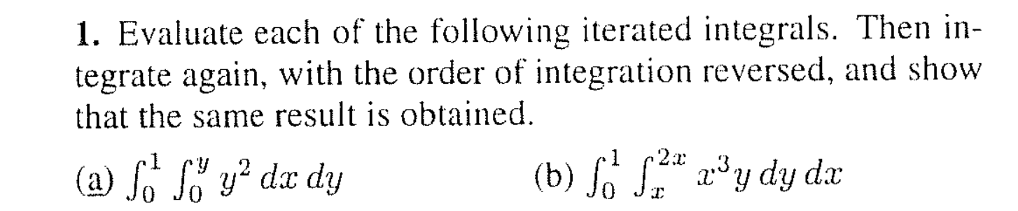 Solved 1. Evaluate each of the following iterated integrals. | Chegg.com