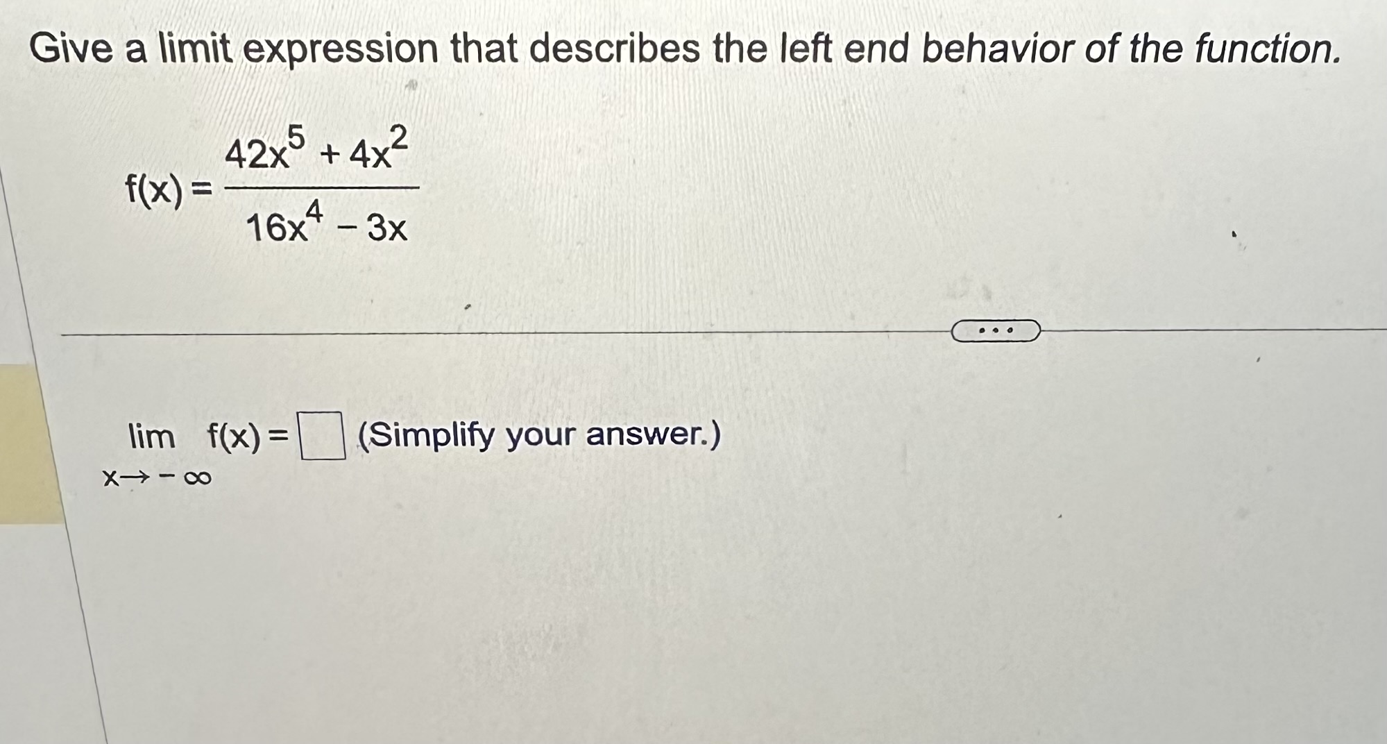 Solved Give a limit expression that describes the left end | Chegg.com