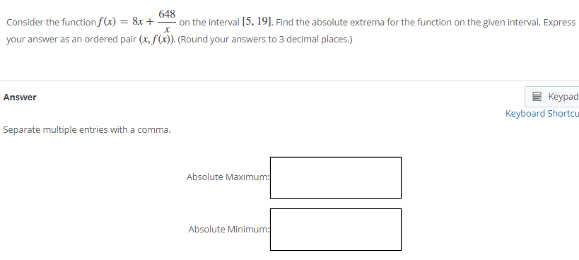 Solved 648 Consider the function f(x) = 8x + on the interval | Chegg.com