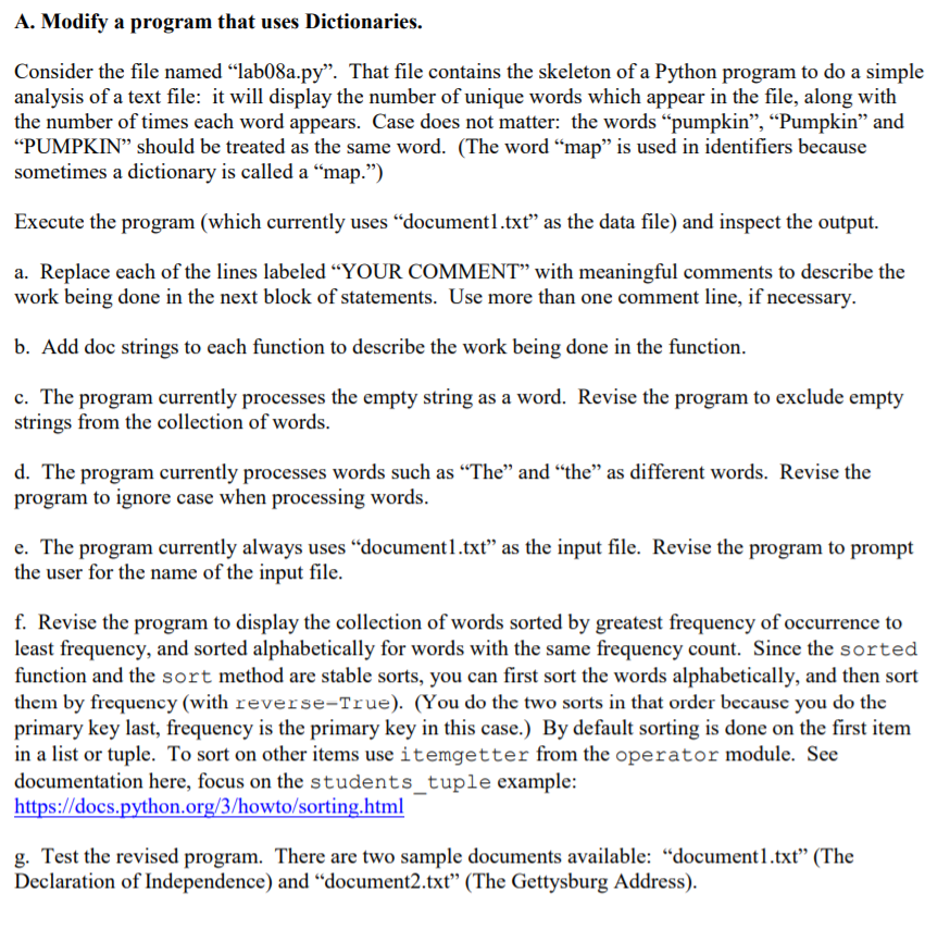 (Solved) : Modify Program Uses Dictionaries Consider File Named ...