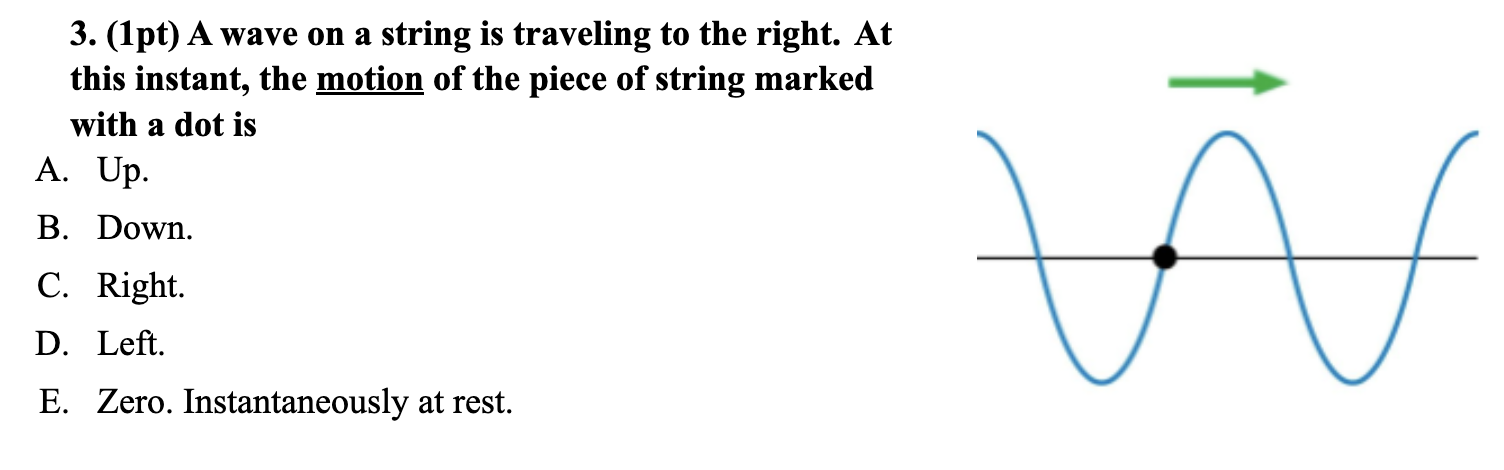 Solved 3. (1pt) A wave on a string is traveling to the | Chegg.com