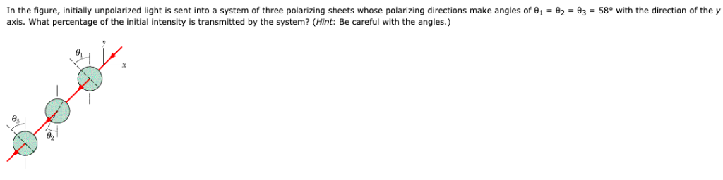Solved In the figure, initially unpolarized light is sent | Chegg.com