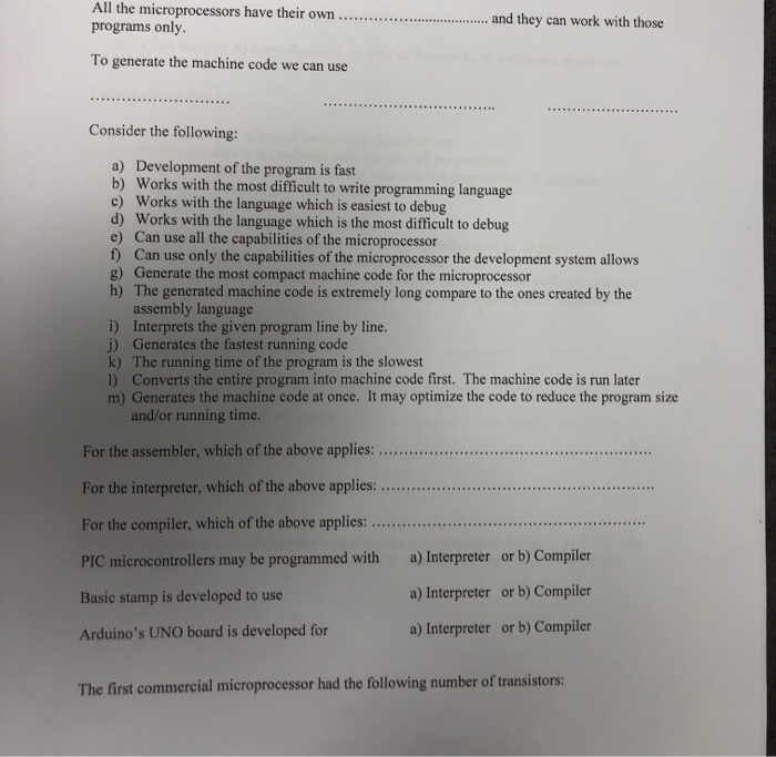 Solved All the microprocessors have their own .and they can | Chegg.com