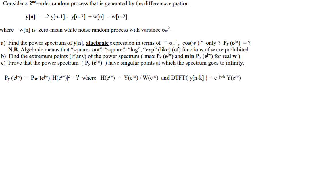 Solved Consider a 2nd-order random process that is generated | Chegg.com