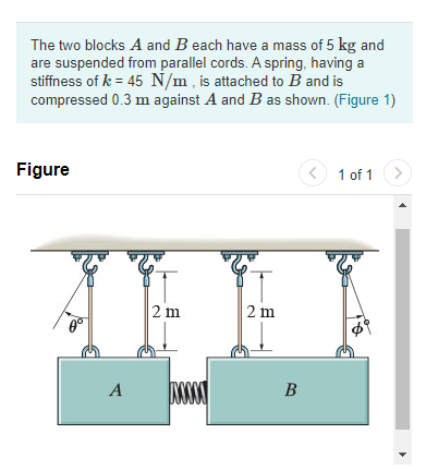 Solved The two blocks A and B each have a mass of 5 kg and | Chegg.com