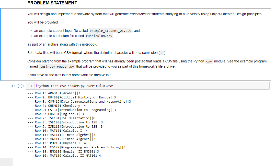 PROBLEM STATEMENT You will design and implement a | Chegg.com