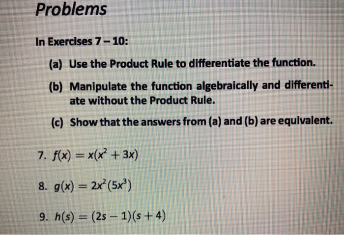 Solved Problems In Exercises 7-10: (a) Use the Product Rule | Chegg.com