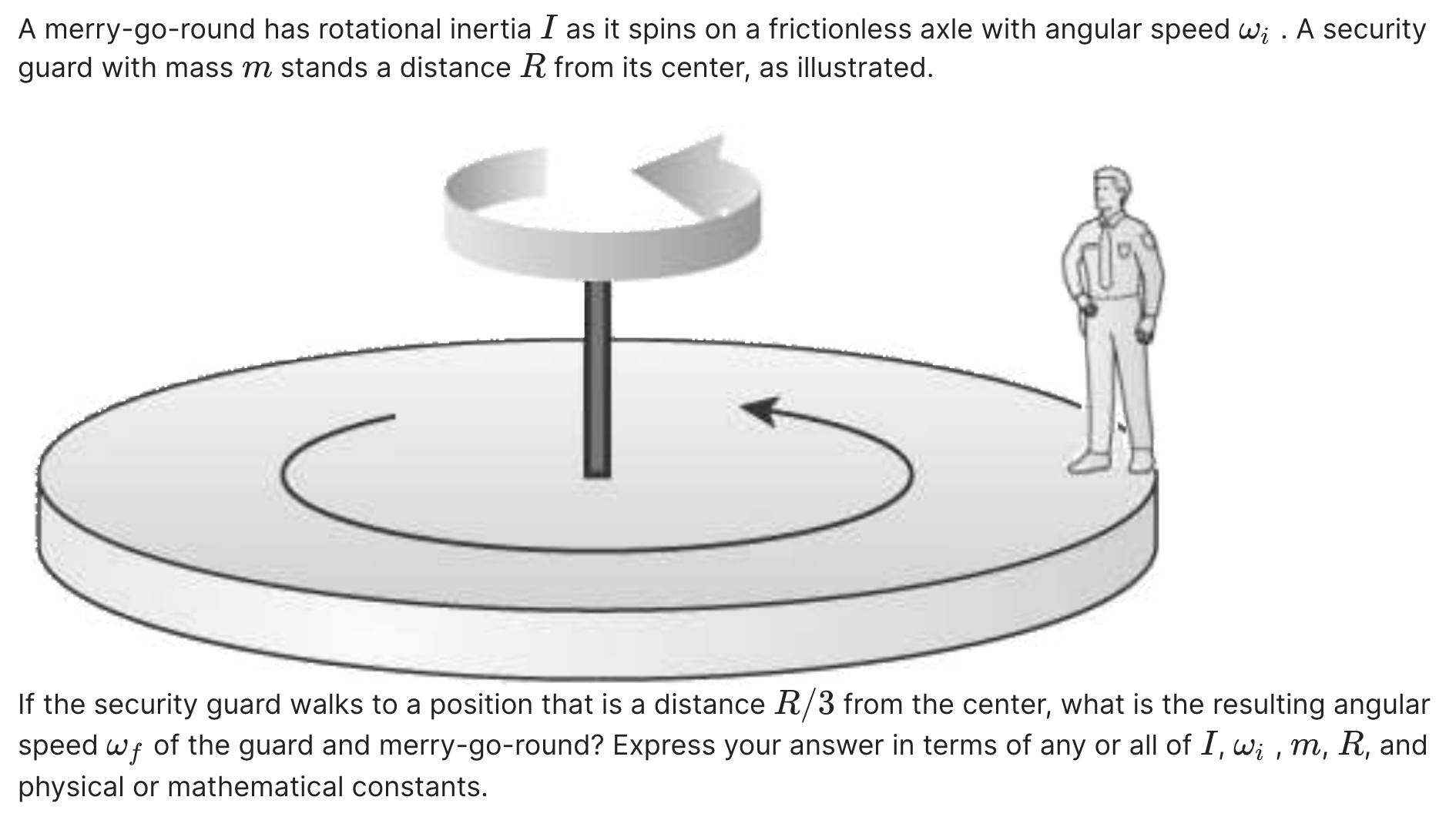 Solved A merry-go-round has rotational inertia I as it spins | Chegg.com
