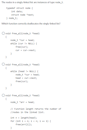 Solved The nodes in a singly-linked list are instances of | Chegg.com