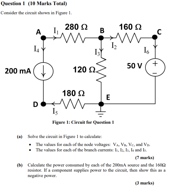 Solved Consider the circuit shown in Figure 1. Solve using | Chegg.com