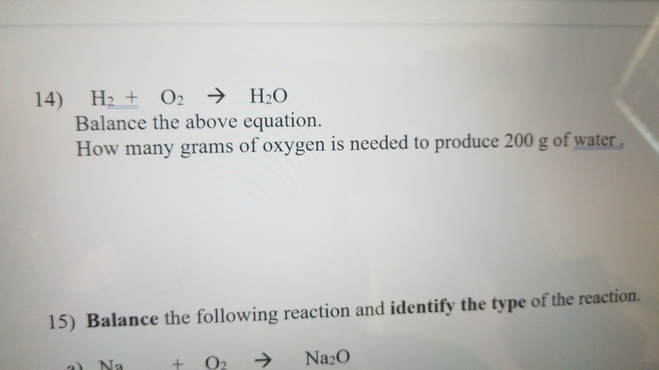 Solved 14) H2 O2 H20 Balance the above equation. How many | Chegg.com